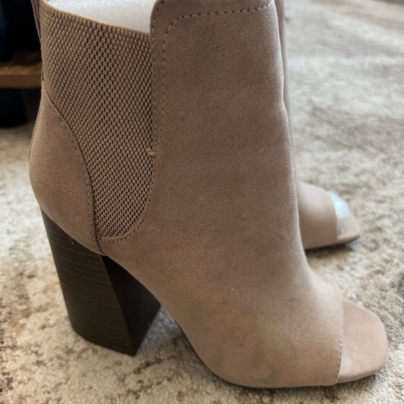 Qupid | Shoes | Qupid Tan Suede High Ankle Peep Toe Booties | Poshmark